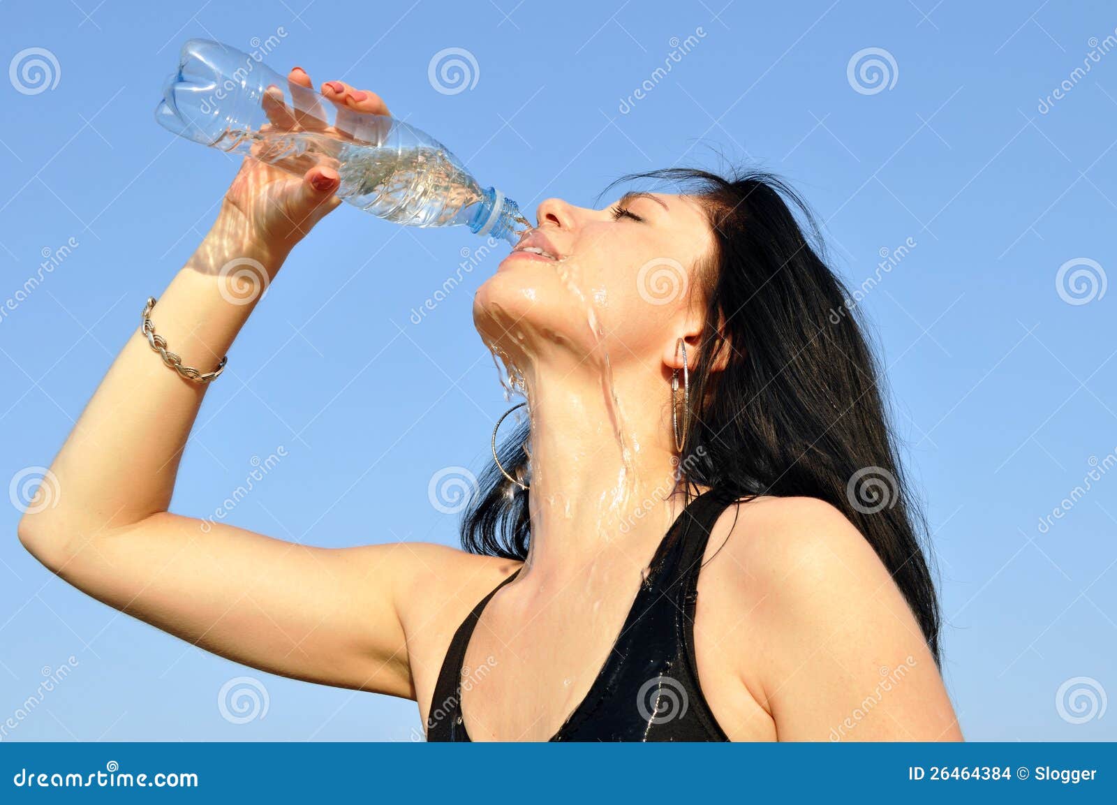 Thirsty Young Woman Drinking Cold Water Stock Photo - Image of healthy ...