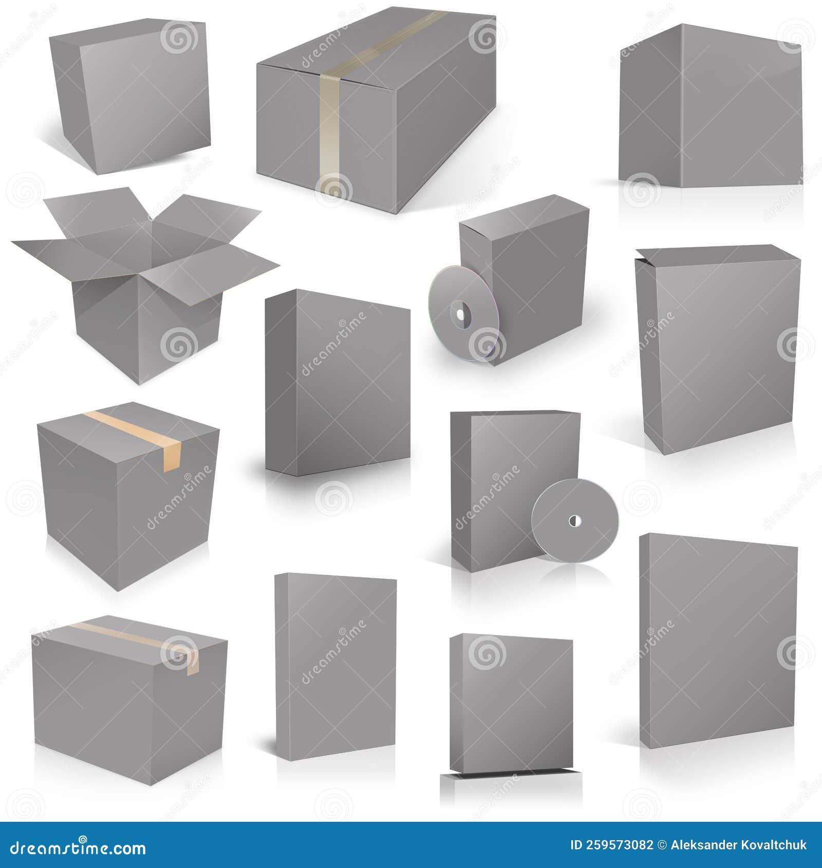 Thirteen Grey Shipping Box and Software Boxes for Layouts and ...
