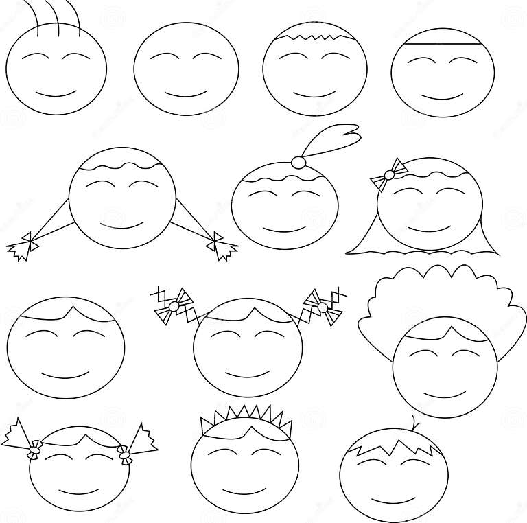 Thirteen Human Comical Faces Stock Illustration - Illustration of ...