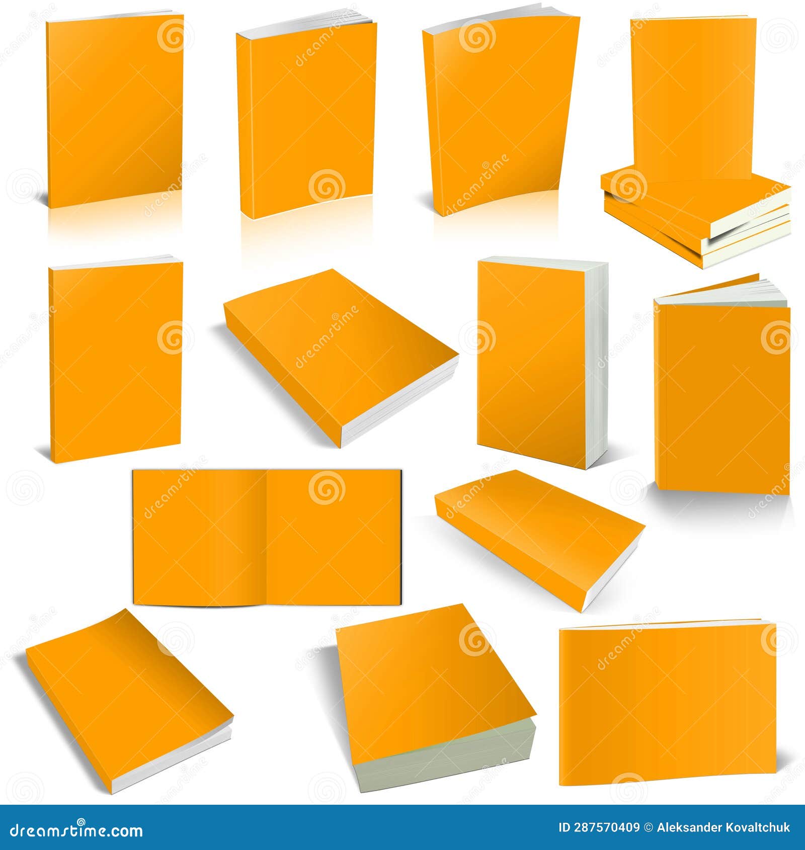 Thirteen Paperback Books Blank Orange Template for Presentation Layouts ...