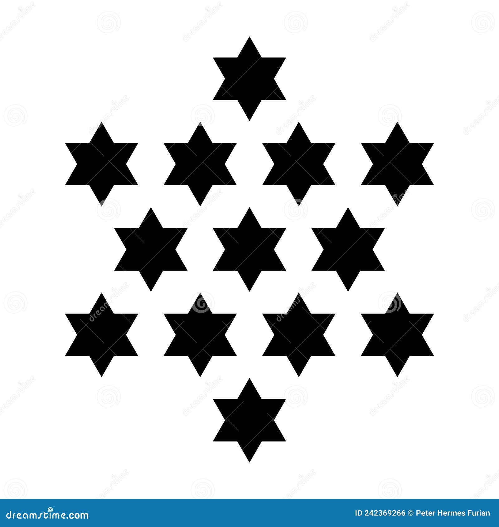 Thirteen Stars, 13 Hexagrams Forming a Centered, Six-pointed Star Stock ...