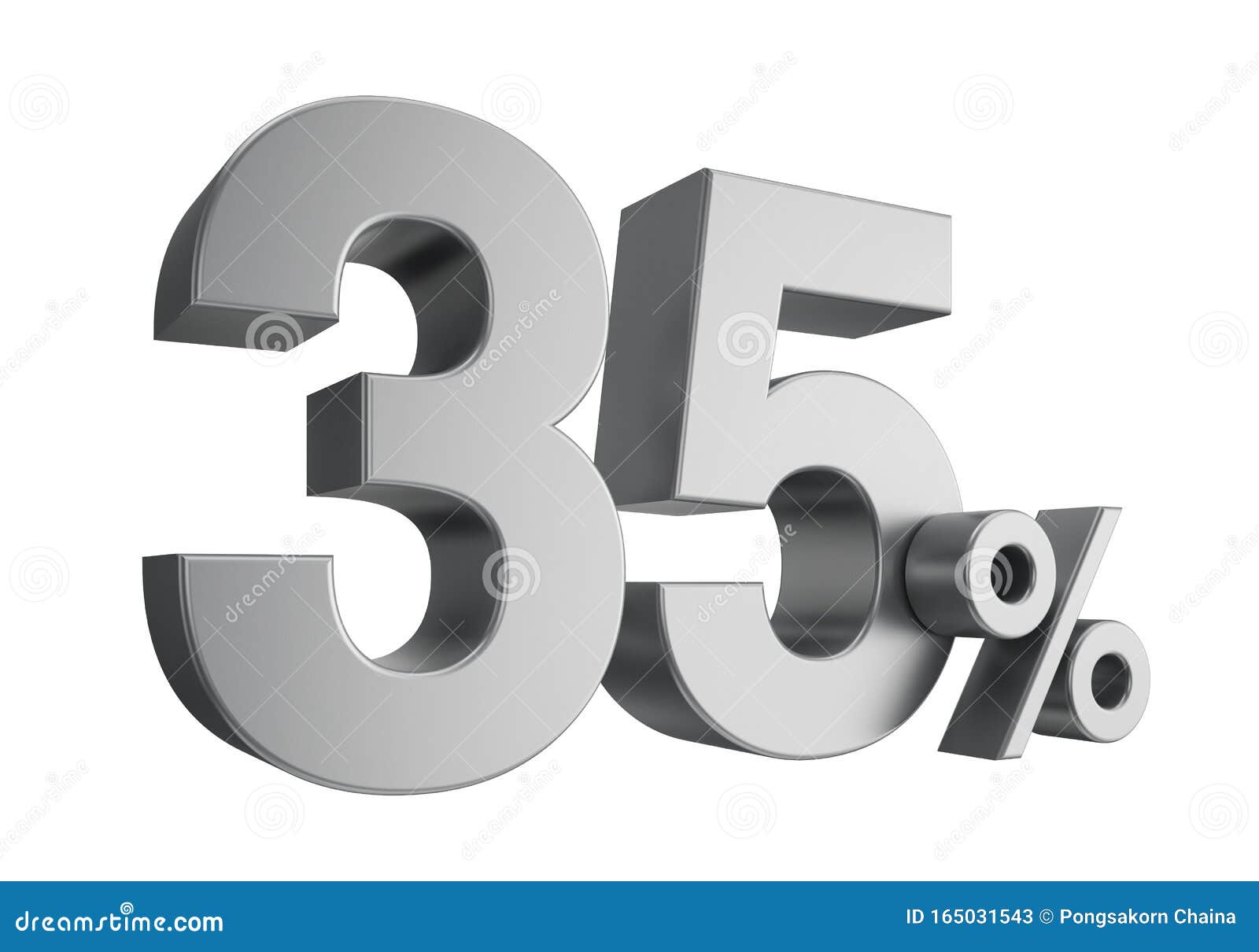 Thirty Five Percent or 35 Isolated on White Background. 3d Rendering ...