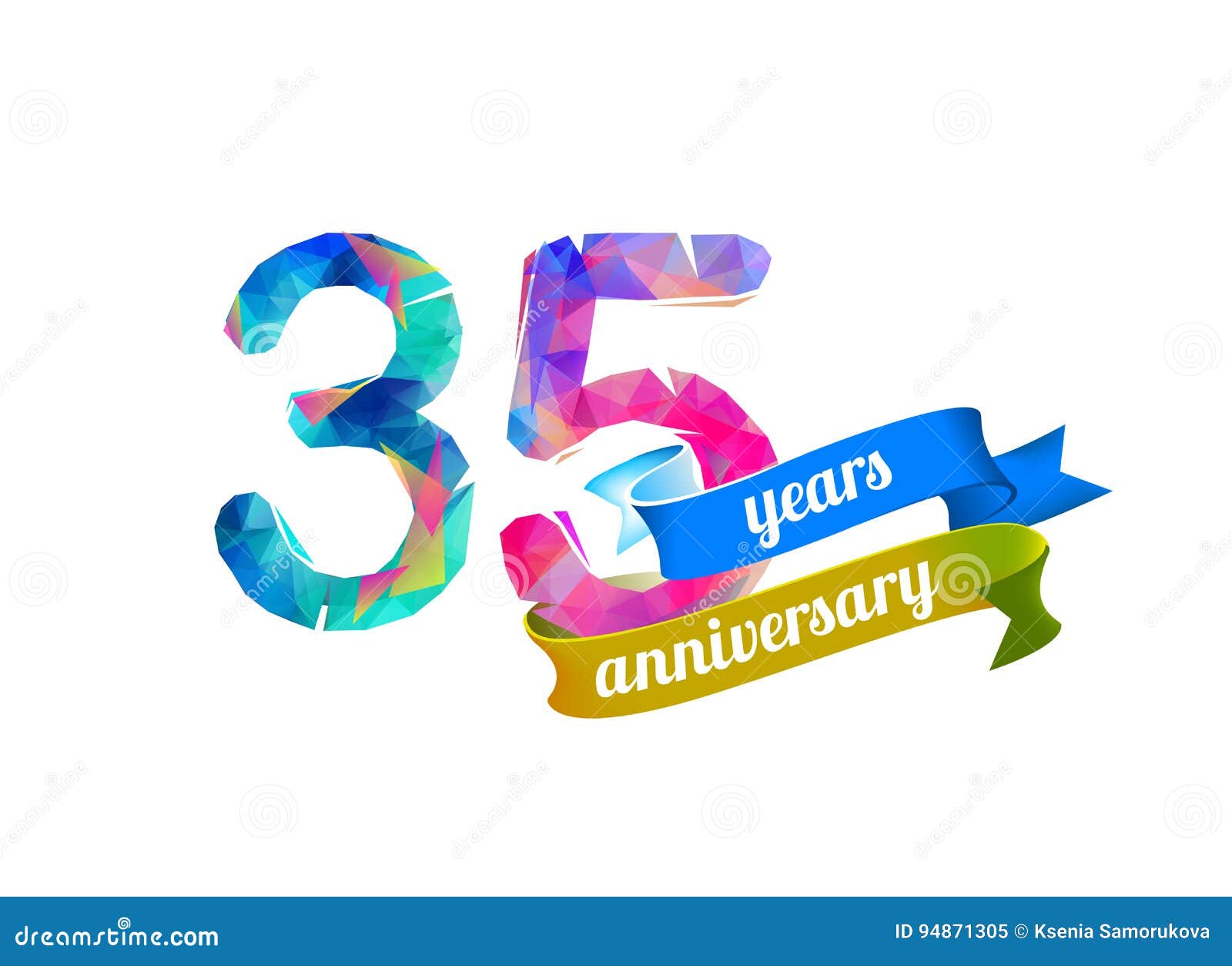 Thirty Five Anniversary Retro Vector Emblem Isolated Template. Vintage ...