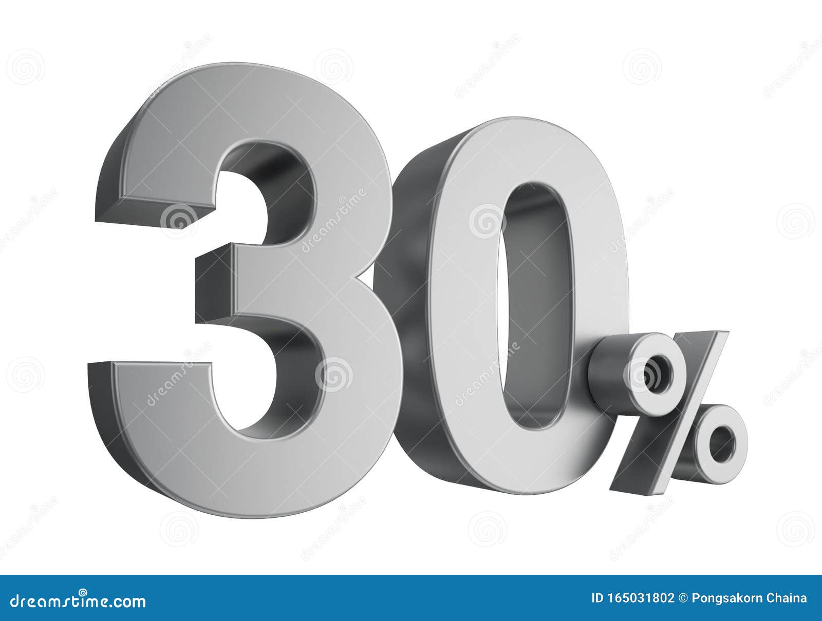 Thirty Percent or 30 Isolated on White Background. 3d Rendering Stock ...