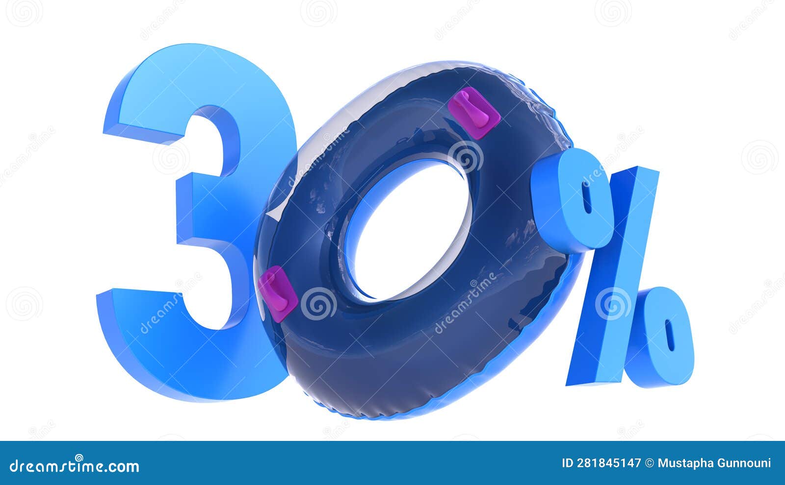 Thirty Percent with Swiming Ring Isolated on White, Stock Illustration ...