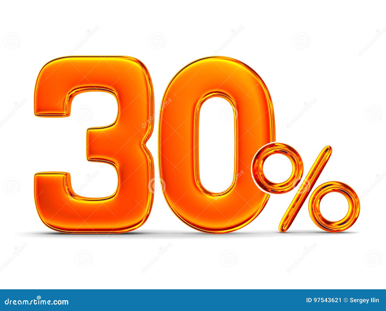 Thirty Percent on White Background. 3D Illustration Stock Illustration ...