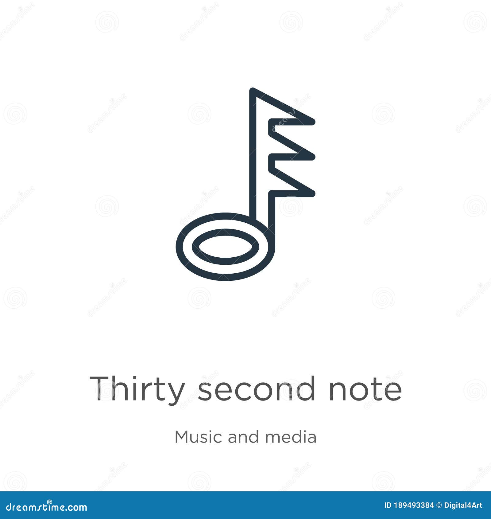 Thirty Second Note Vector Icon On White Background. Flat Vector Thirty ...