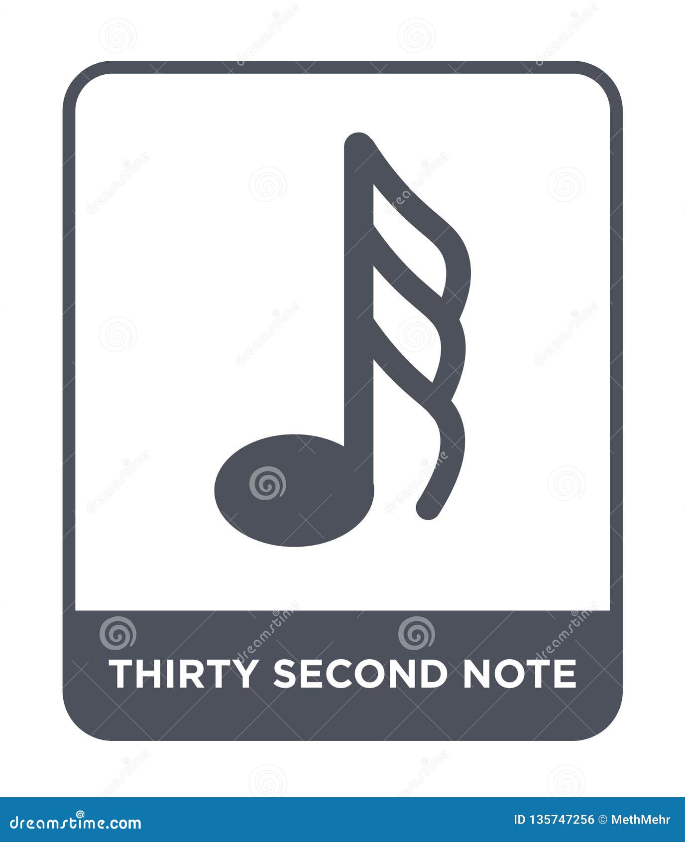 Thirty Second Note Icon in Trendy Design Style. Thirty Second Note Icon ...