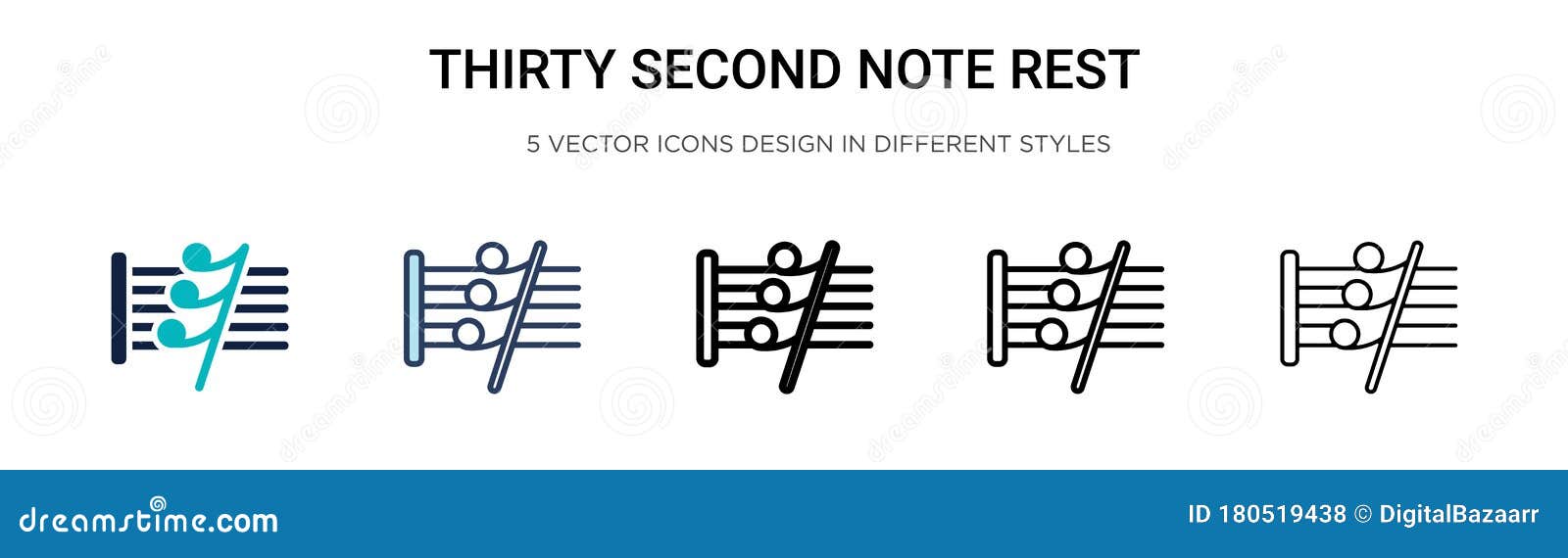 Thirty Second Note Rest Icon in Filled, Thin Line, Outline and Stroke ...