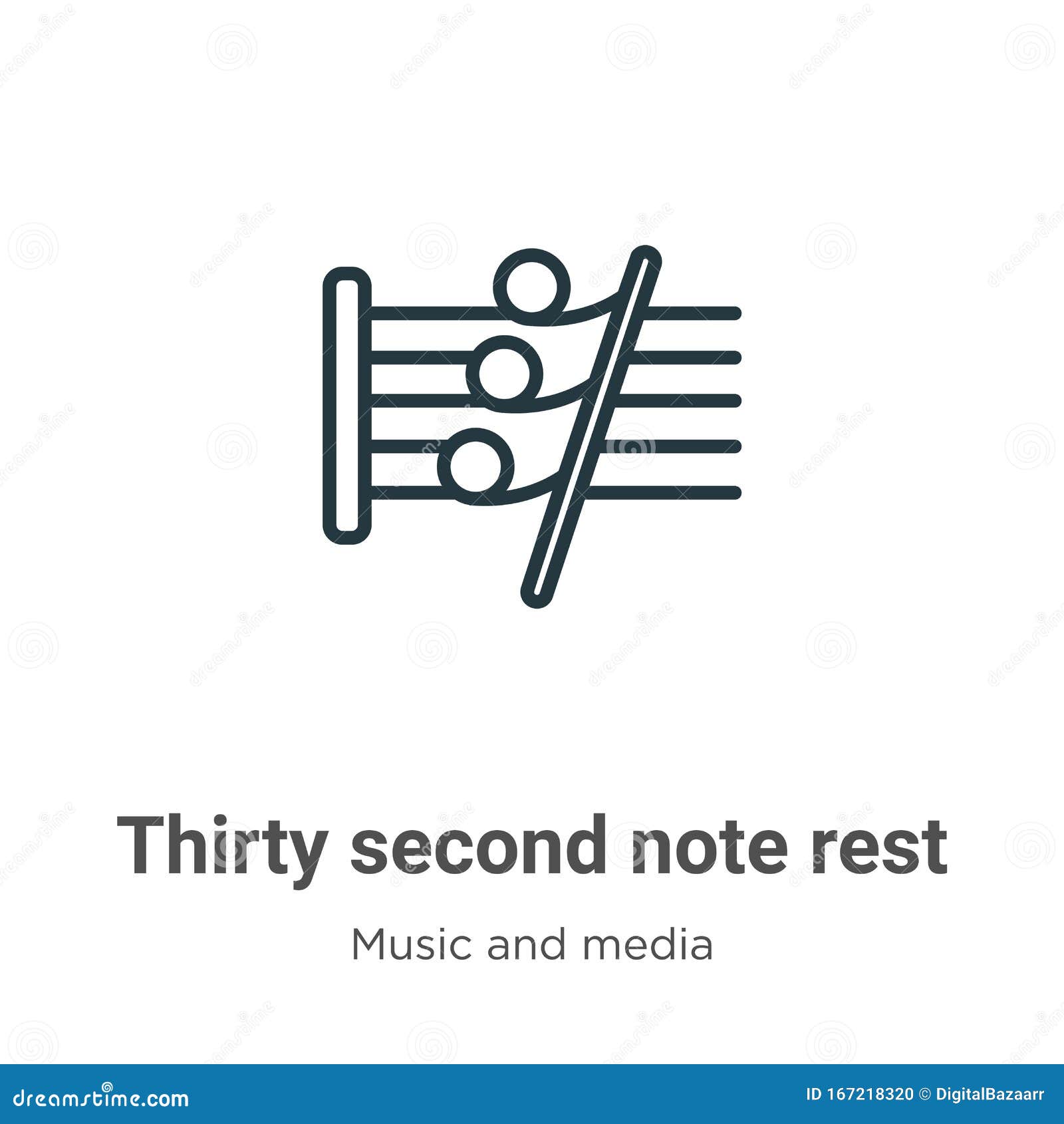 Thirty Second Note Rest Outline Vector Icon. Thin Line Black Thirty ...