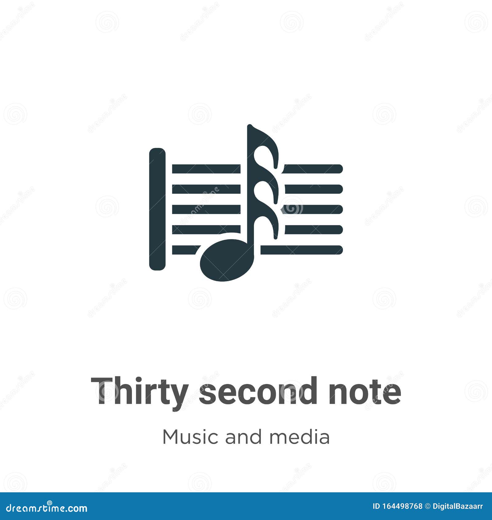 Thirty Second Note Vector Icon On White Background. Flat Vector Thirty ...