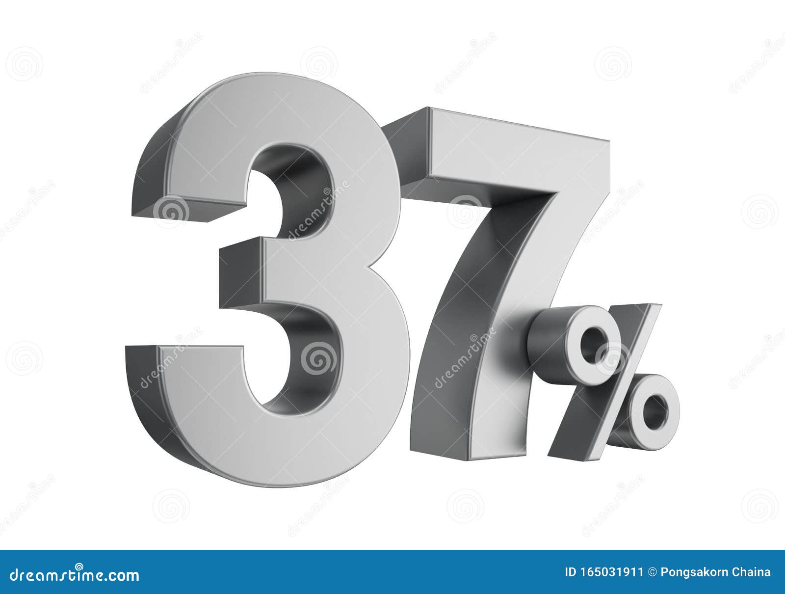 Thirty Seven Percent or 37 Isolated on White Background. 3d Rendering ...