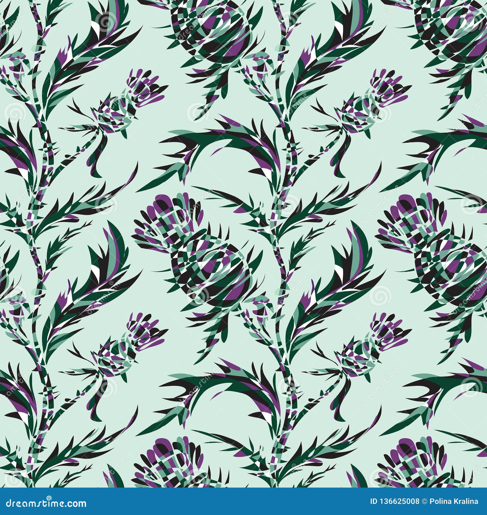 Vector Seamless Pattern with Thistle Stock Vector - Illustration of ...