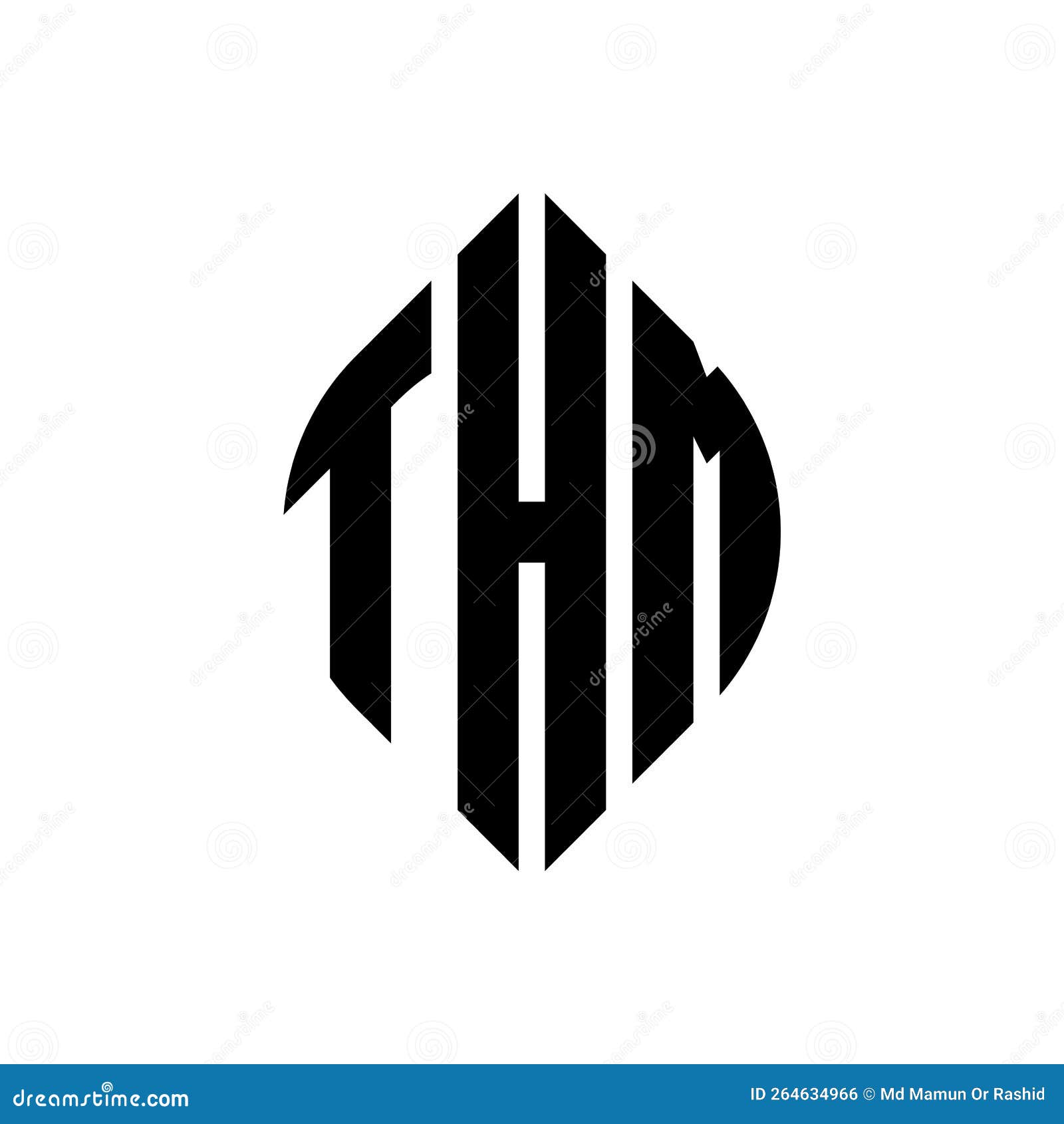 THM Circle Letter Logo Design with Circle and Ellipse Shape. THM ...