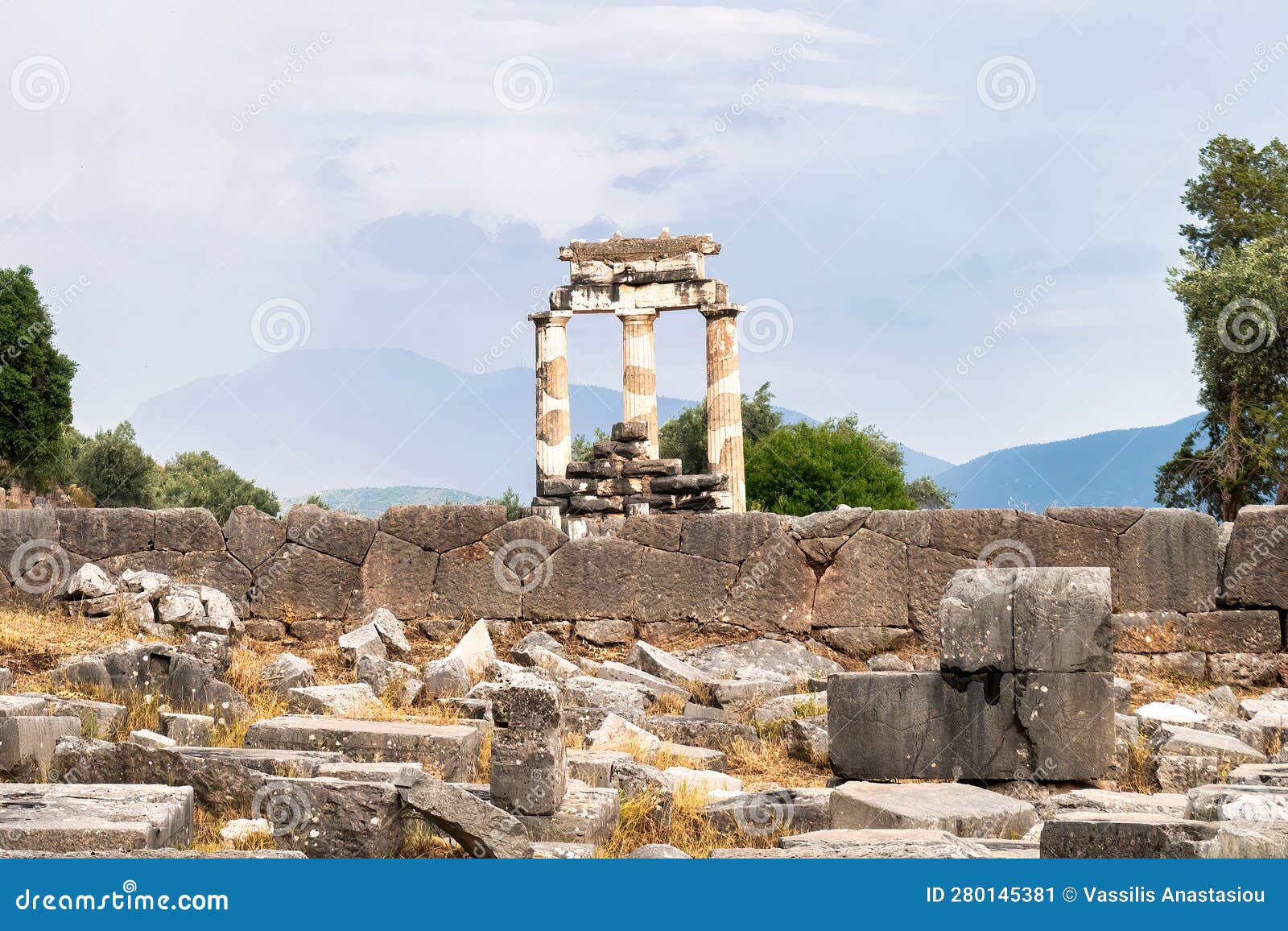 Tholos Temple in Delphi in Greece. Ancient Greek Civilization ...