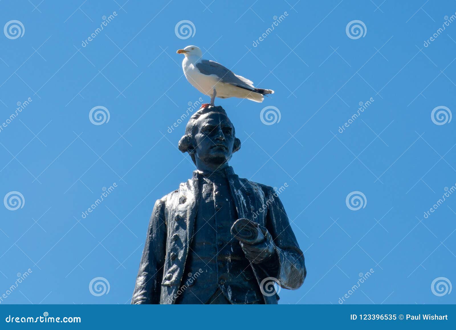 Thomas Cook Memorial at Whitby with Seagull Stock Image - Image of ...
