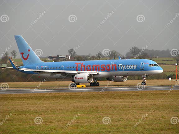Thomsonfly airlines plane editorial photography. Image of waiting ...