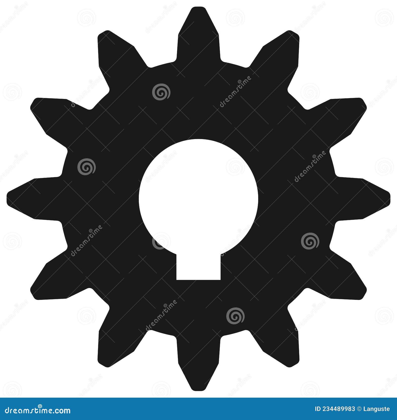 Gear Or Cogwheel With Notch Symbol On Isolated White Background ...