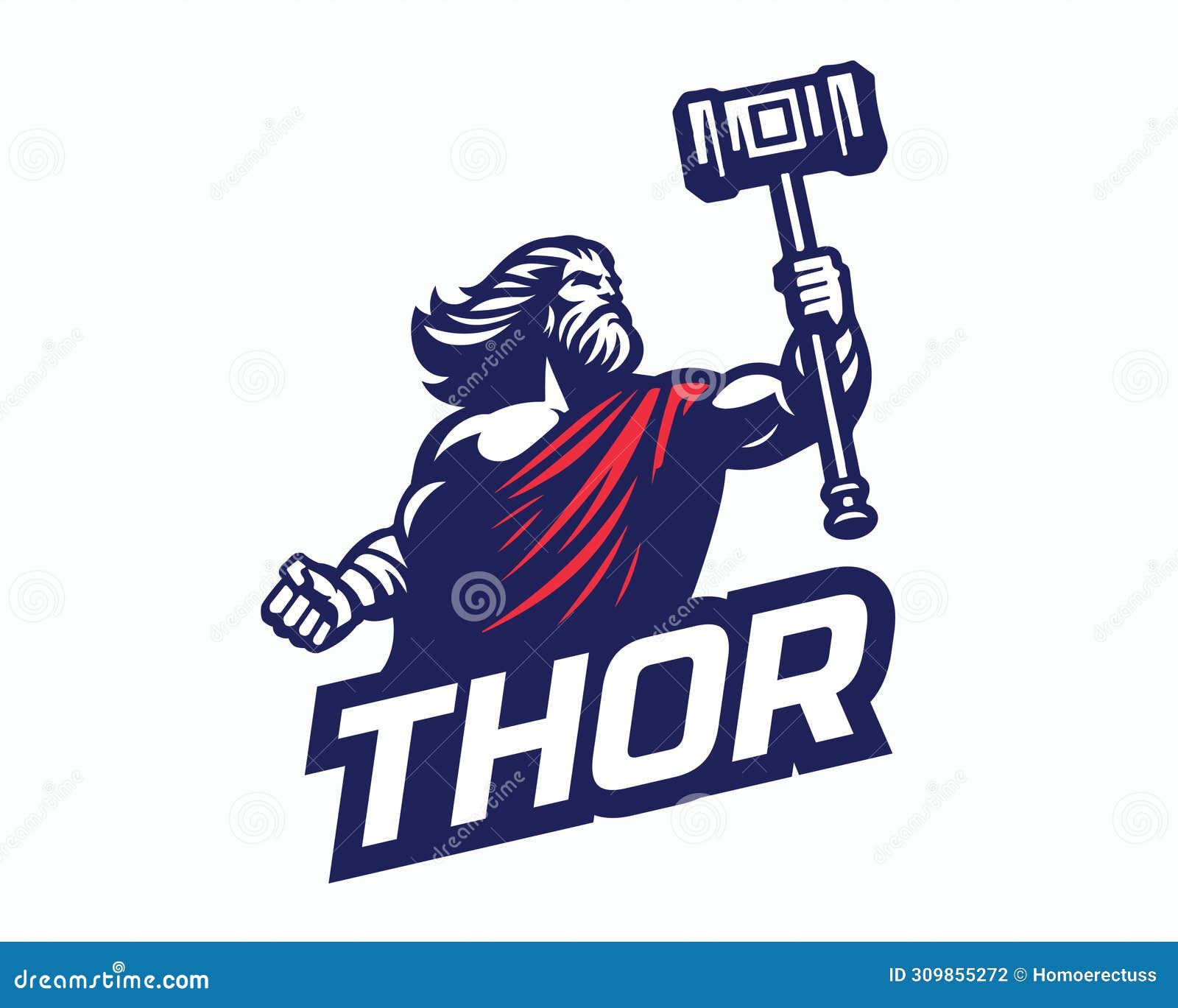 Thor God Of Thunder Logo Vector Illustration | CartoonDealer.com #309855262