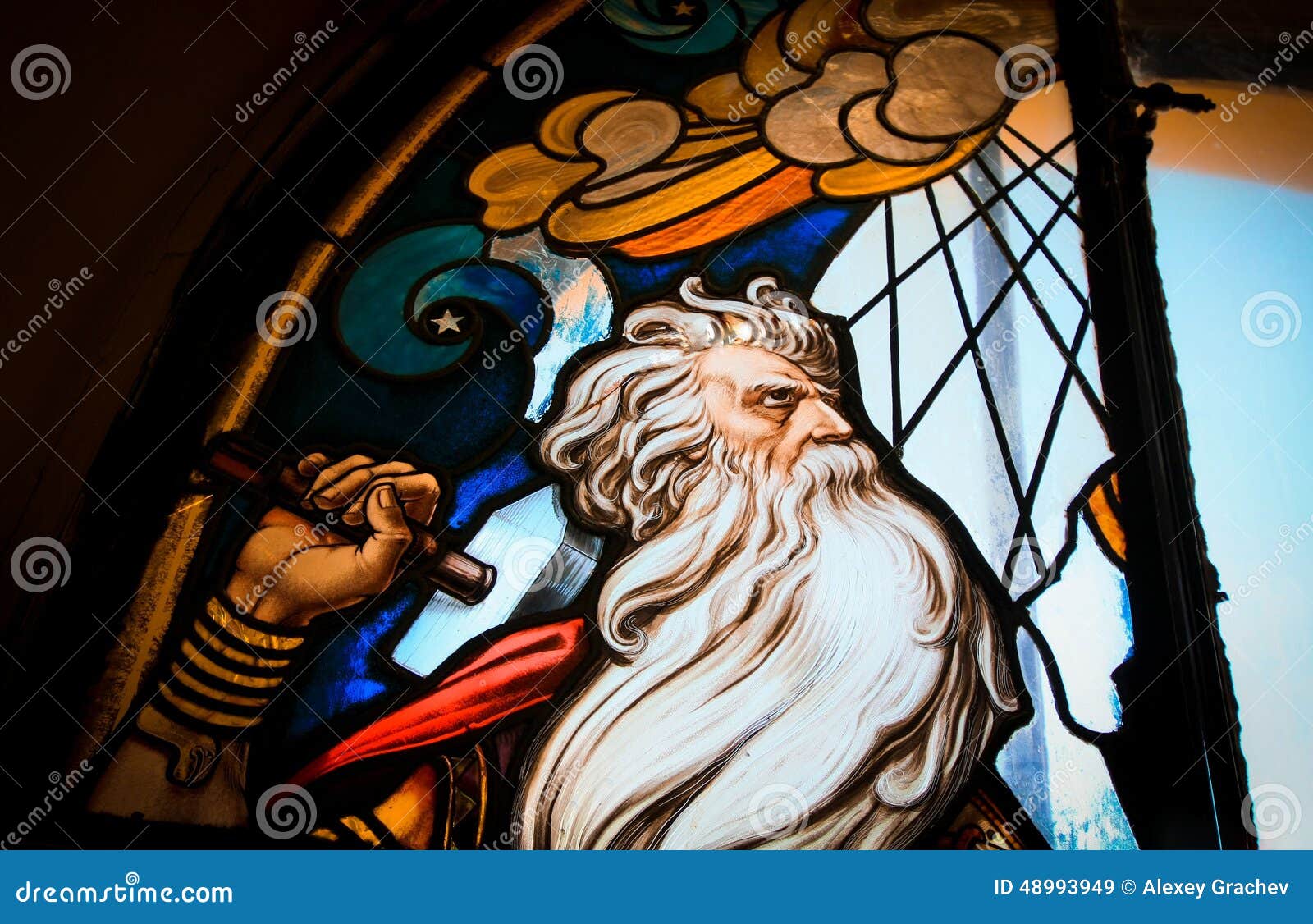 Thor the Great stock image. Image of colored, stainedglasswindow - 48993949
