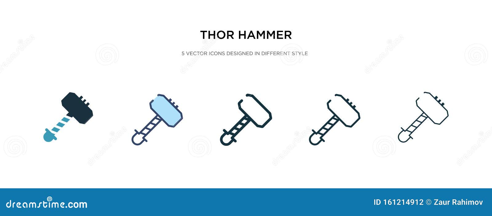 Thor Hammer Icon in Different Style Vector Illustration. Two Colored ...