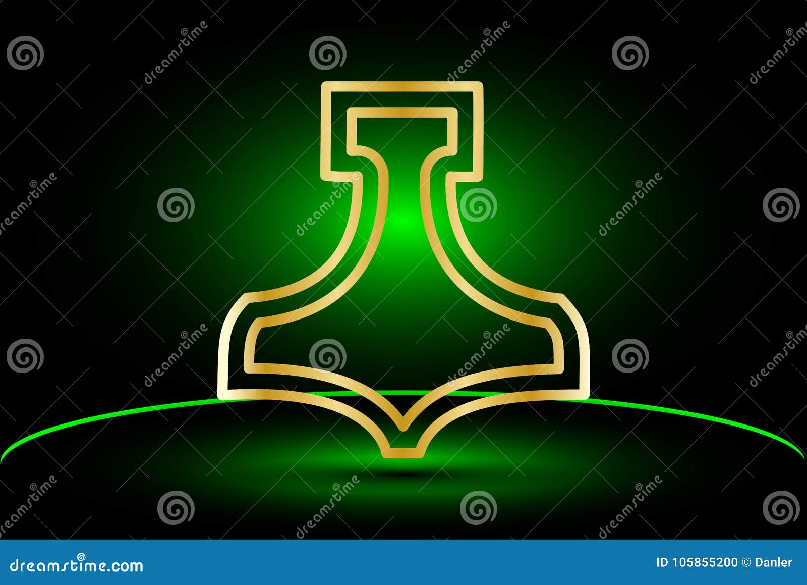 Thor Hammer. God Weapon. Norse Mythology. Symbol Of Blue Lightning ...