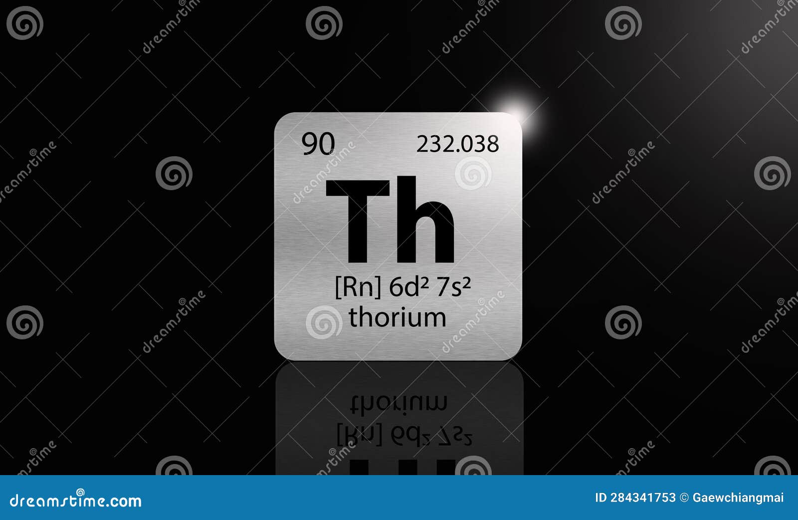 Thorium Elements on a Metal Periodic Table on Dark Background. Icon ...
