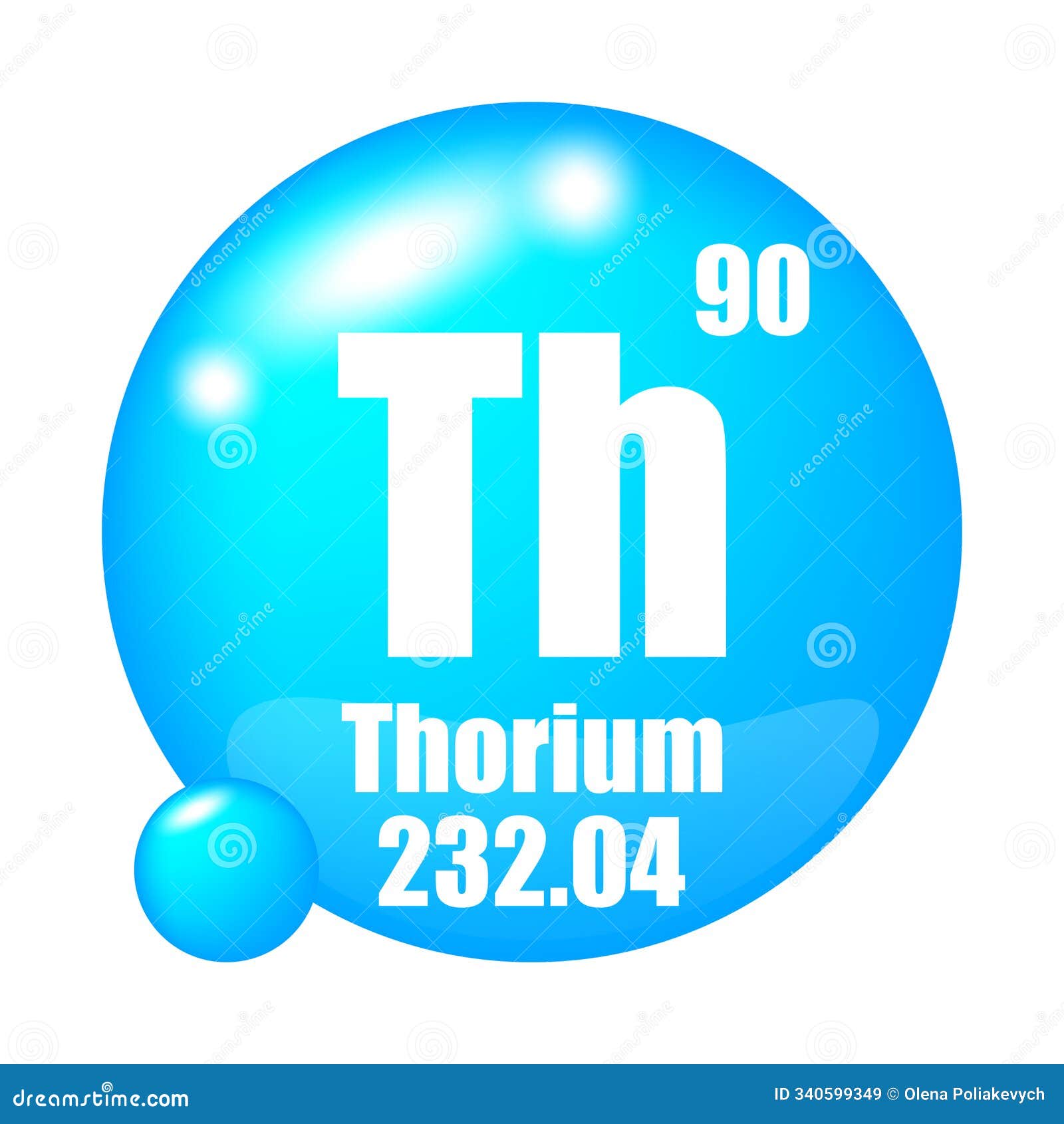 Thorium Icon. Th Chemical Element. Atomic Number 90. Mass 232.04. Blue ...