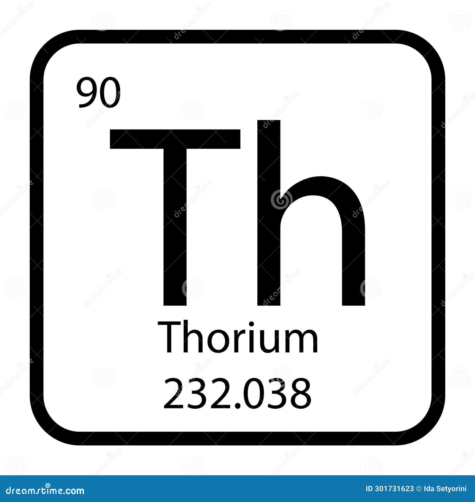 Th Icon. Thorium Element. Atomic Number 90. Mass 232.04. Orange Square ...