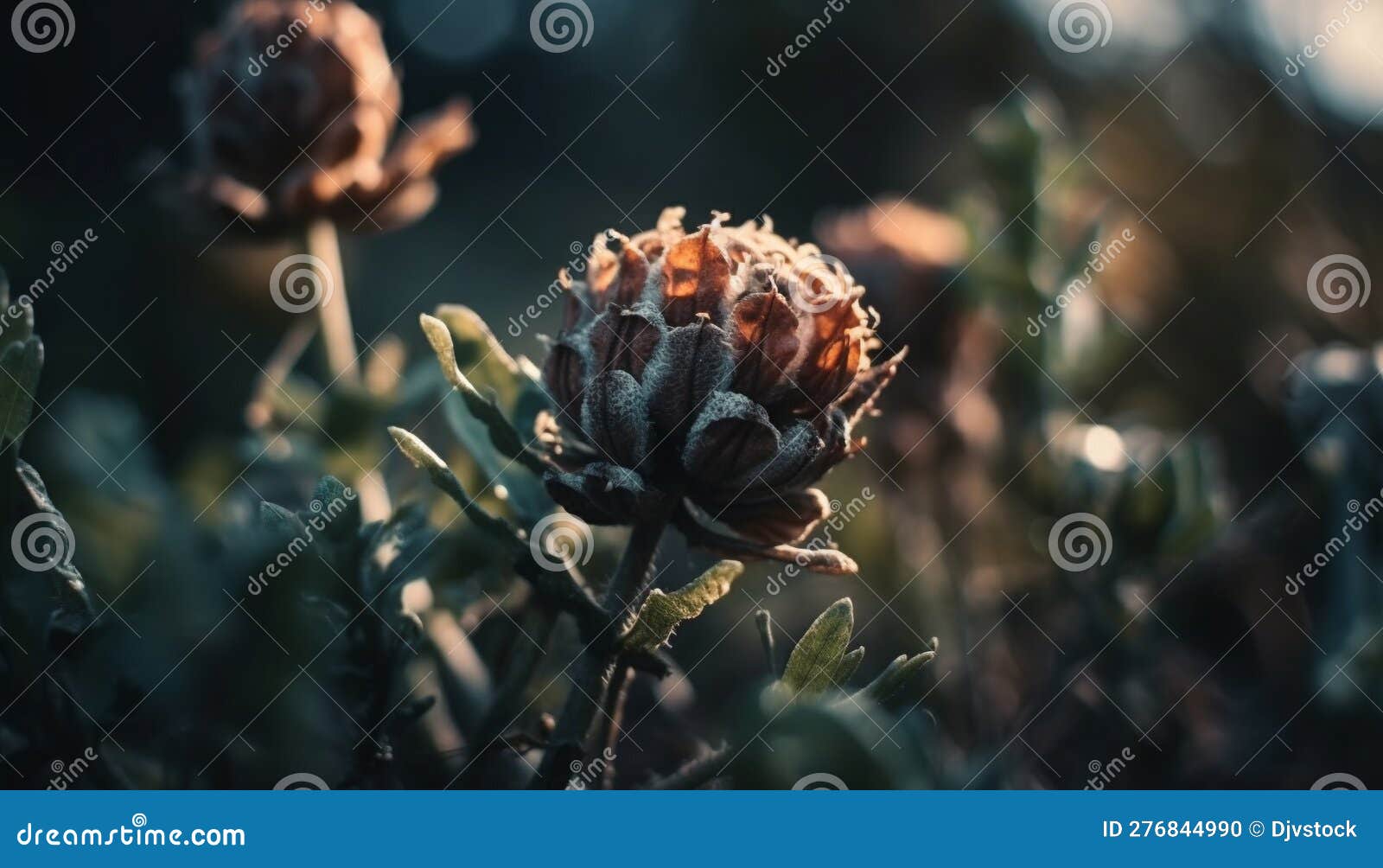 Thorned Wildflower Blossoms on Dry Coniferous Tree Generated by AI ...