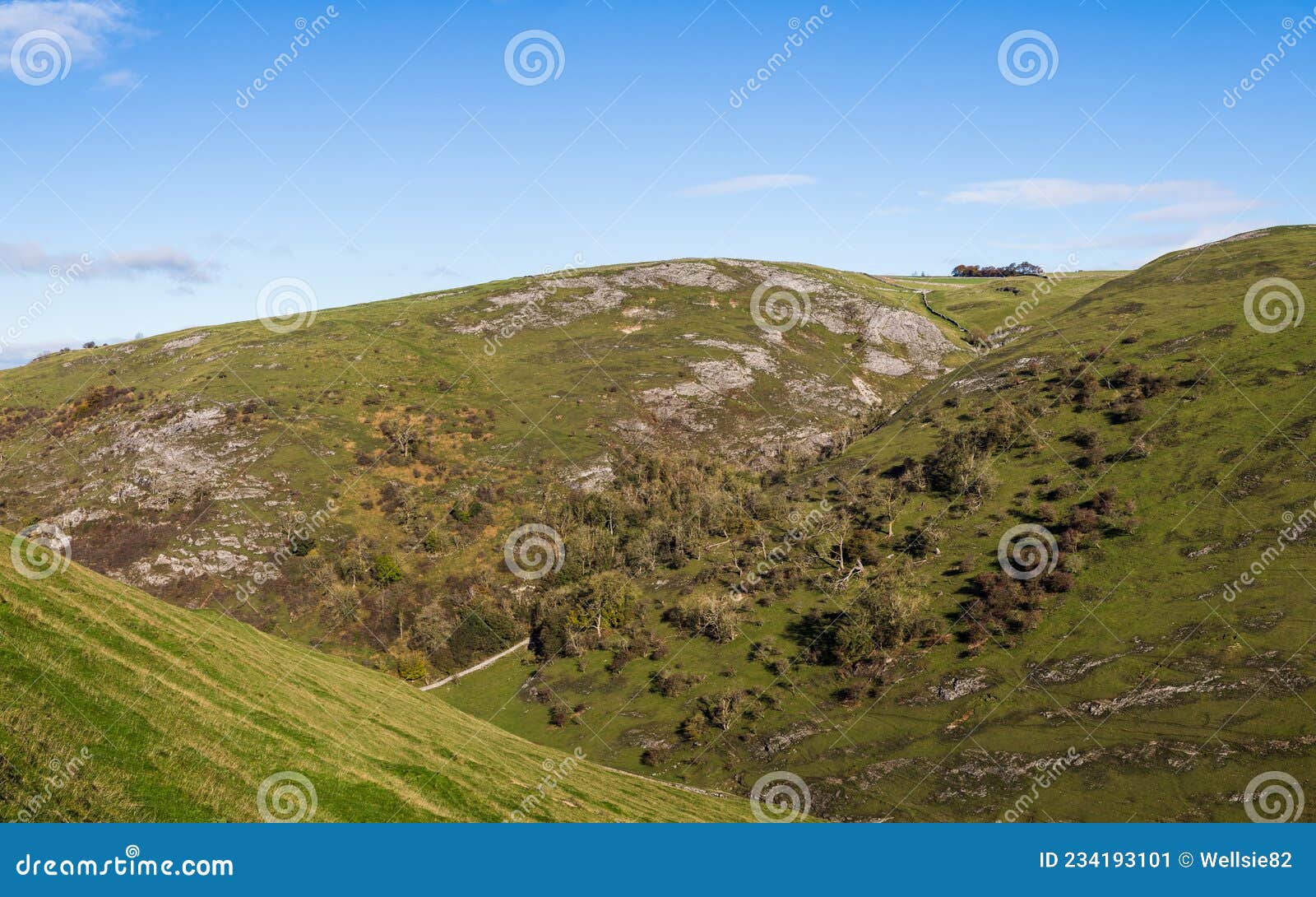 Thorpe Cloud panorama stock image. Image of copy, derbyshire - 234193101