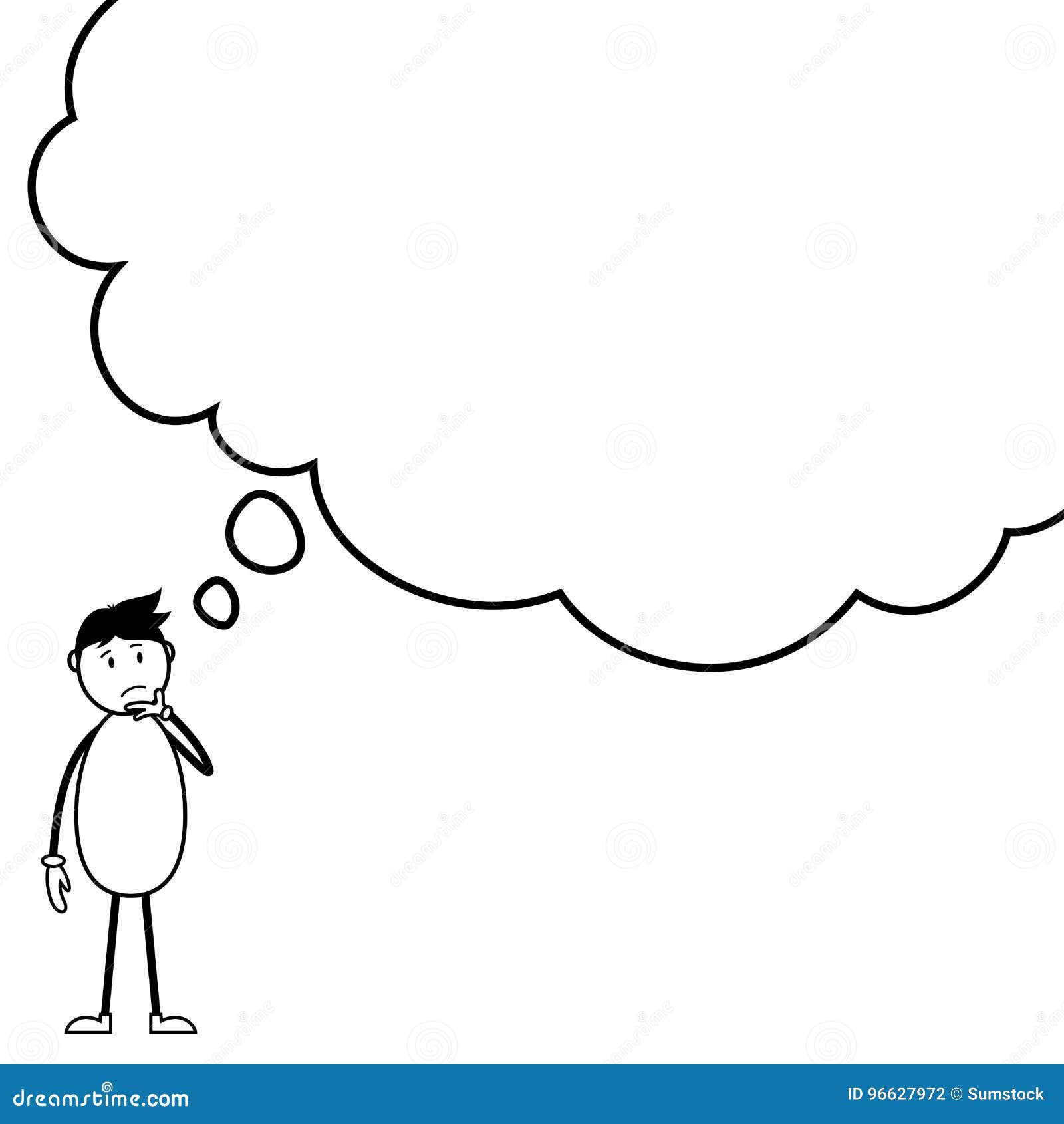 Thoughful Stickman with a Thought Bubble Stock Vector - Illustration of ...