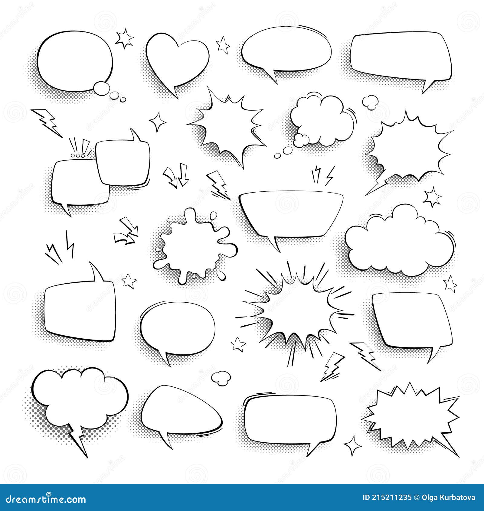 Thought Bubble. Comic Cartoon Empty Talk and Speech Balloons or Clouds ...