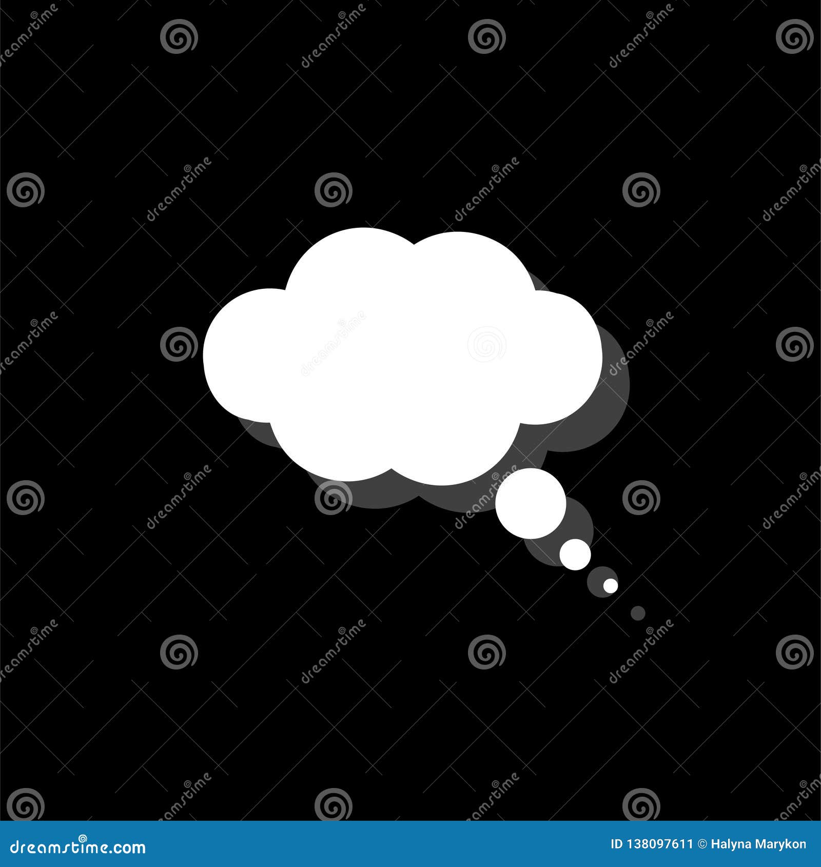 Thought bubble icon flat stock illustration. Illustration of icon ...