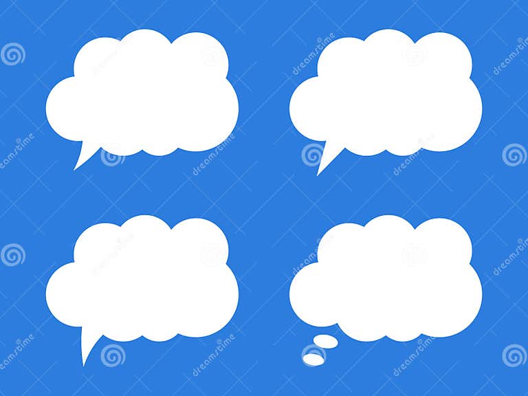 Thought Bubble Icon, Thinking Cloud Vector Icon. Set of Speech Bubbles. Speak Bubble Text ...