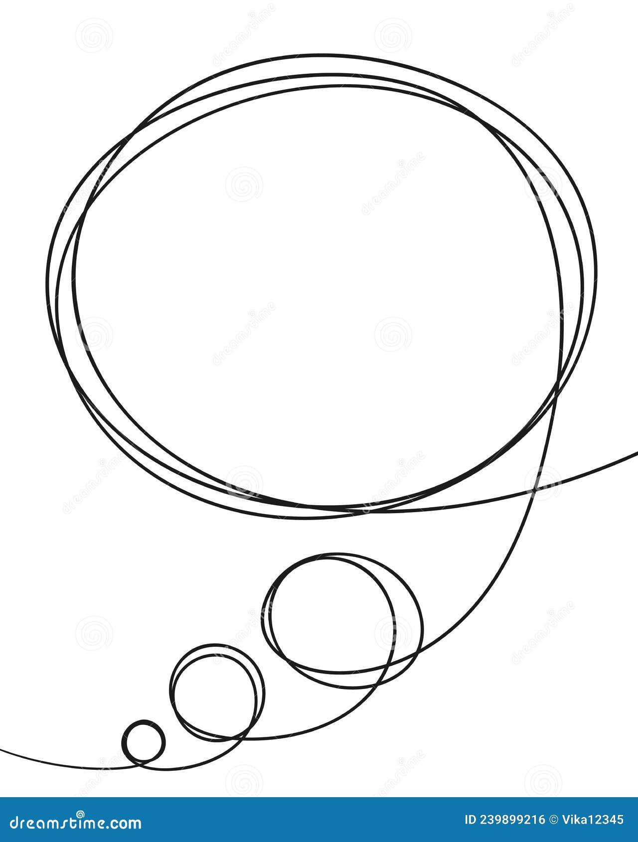 Thought Bubble Line Continuous Drawing Tangled Round Scribble Hand ...