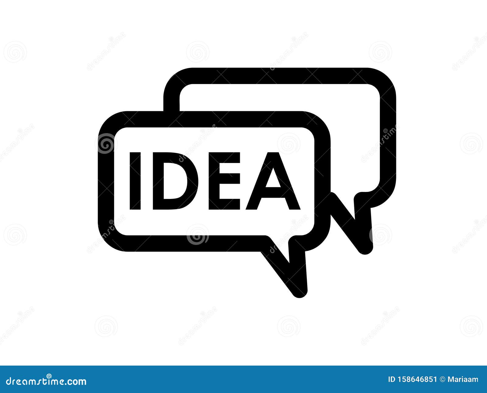 Idea in Thought Bubble. Black and White Flat Icon Design. Stock Vector ...