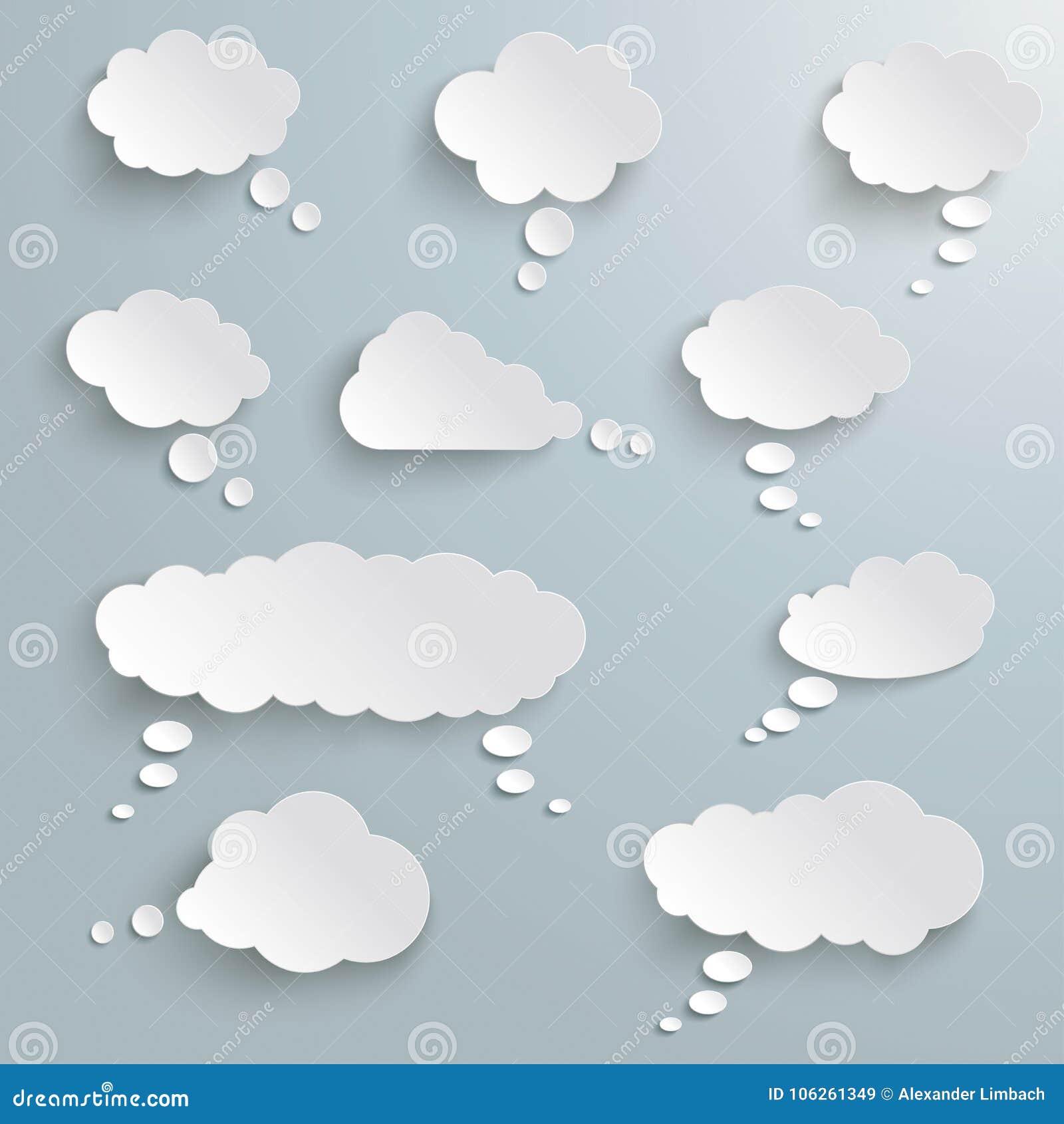 Thought Bubbles Set Clouds stock vector. Illustration of shape - 106261349