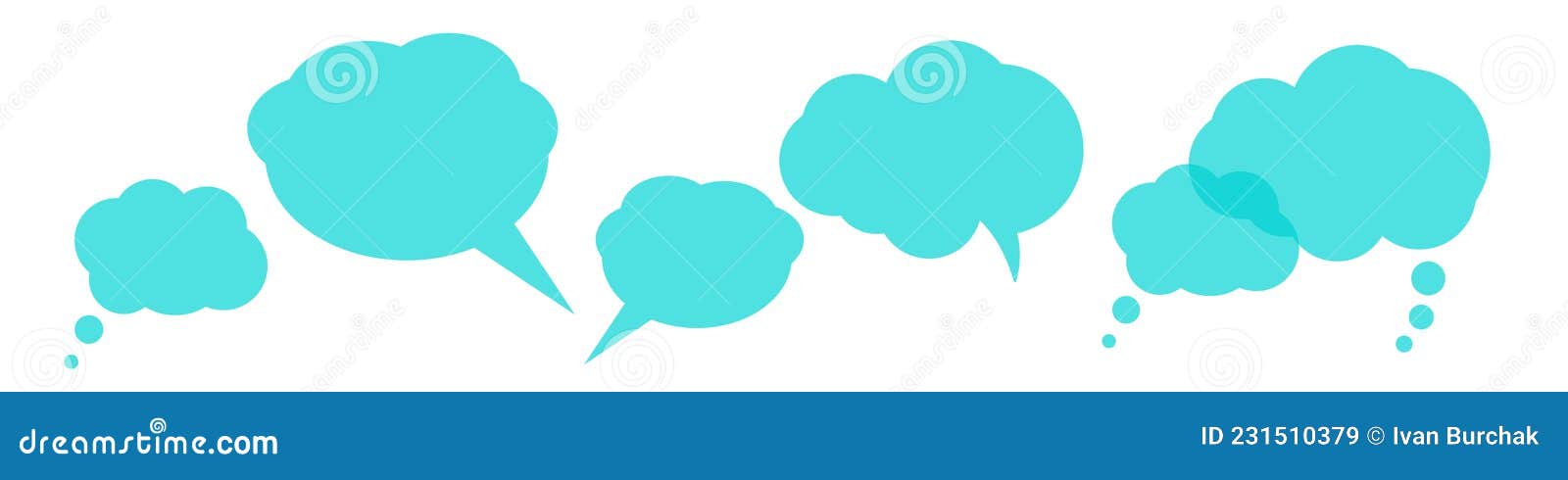 Thought Cloud Bubbles Collection. Flat Vector Illustration Stock Vector ...