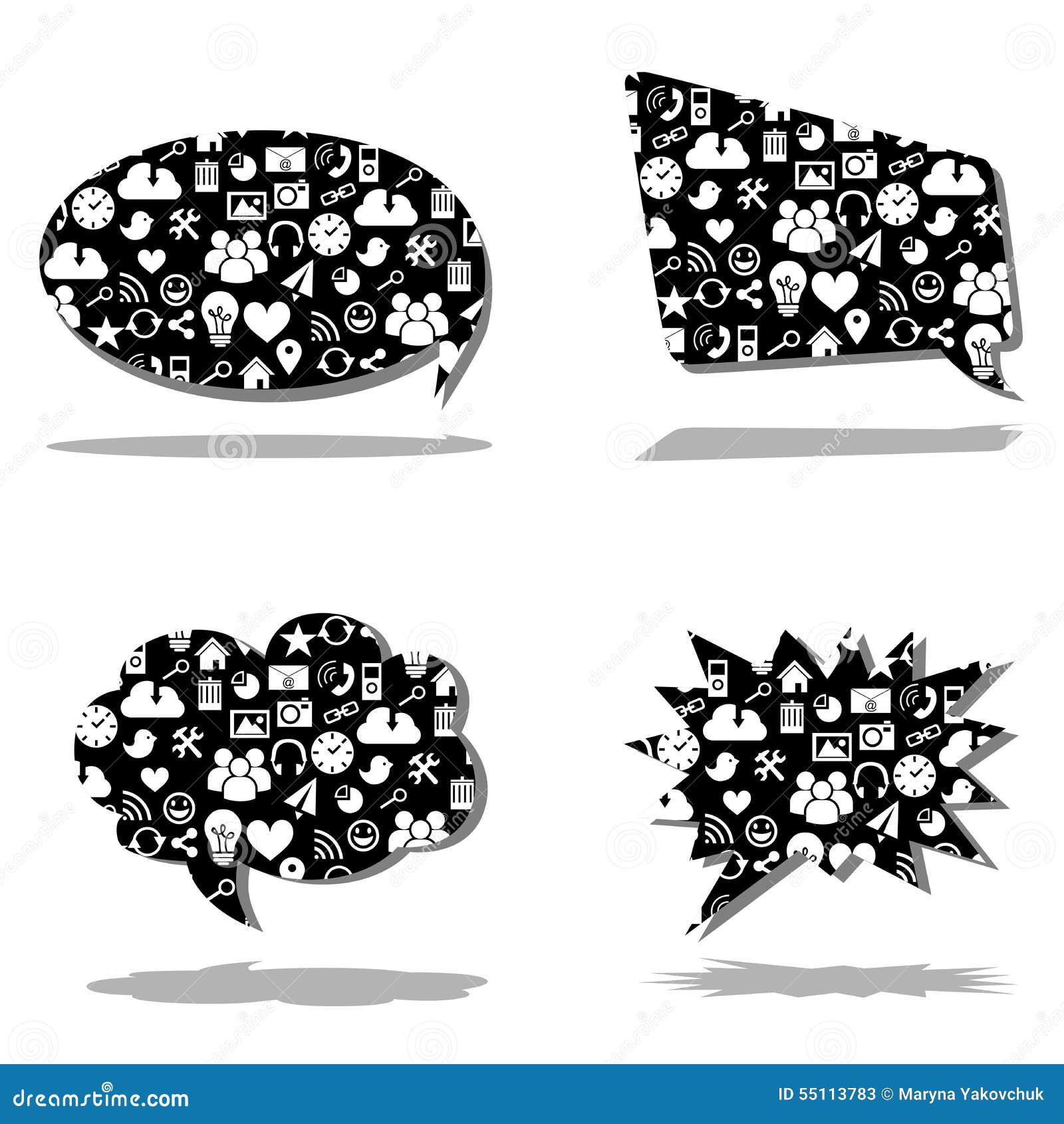 Thought clouds it black stock vector. Illustration of detail - 55113783