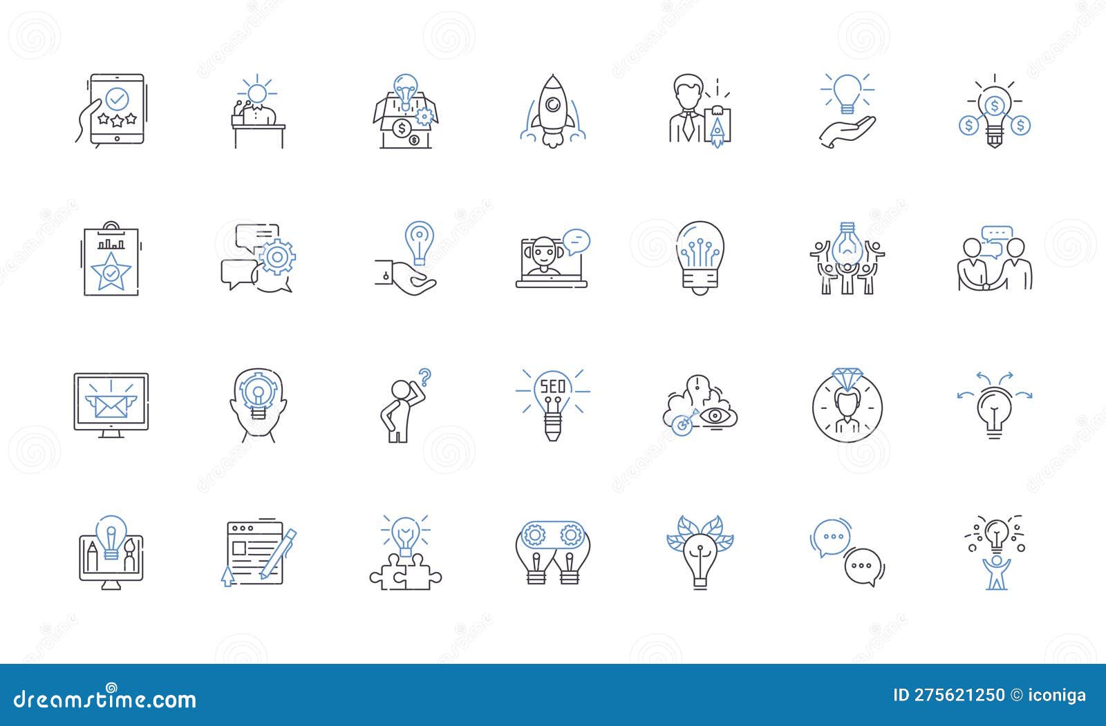 Thought Development Line Icons Collection. Ideation, Conceptualization ...