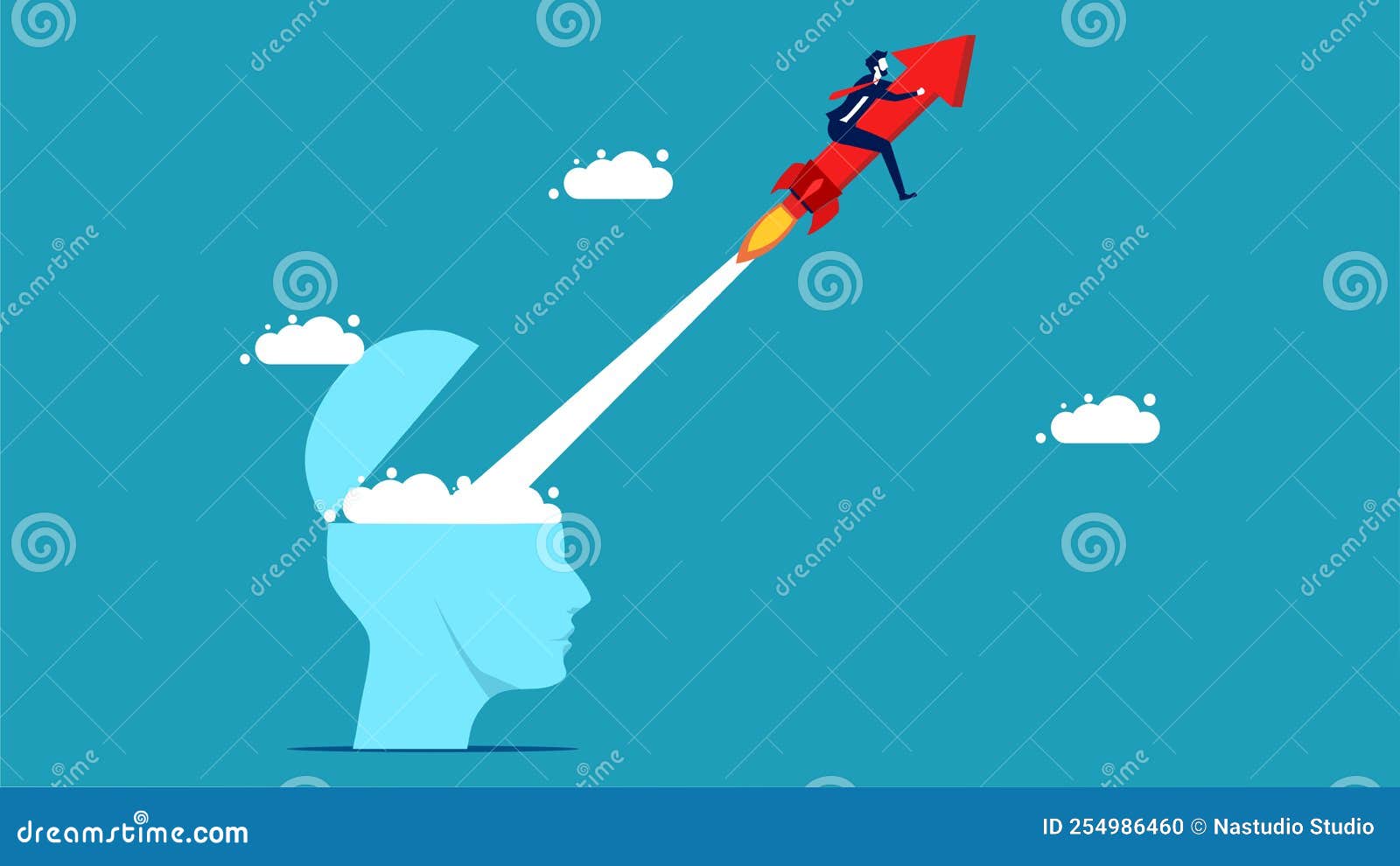 Thought Growth. the Arrow Rocket Flew Out of the Head Stock Vector ...