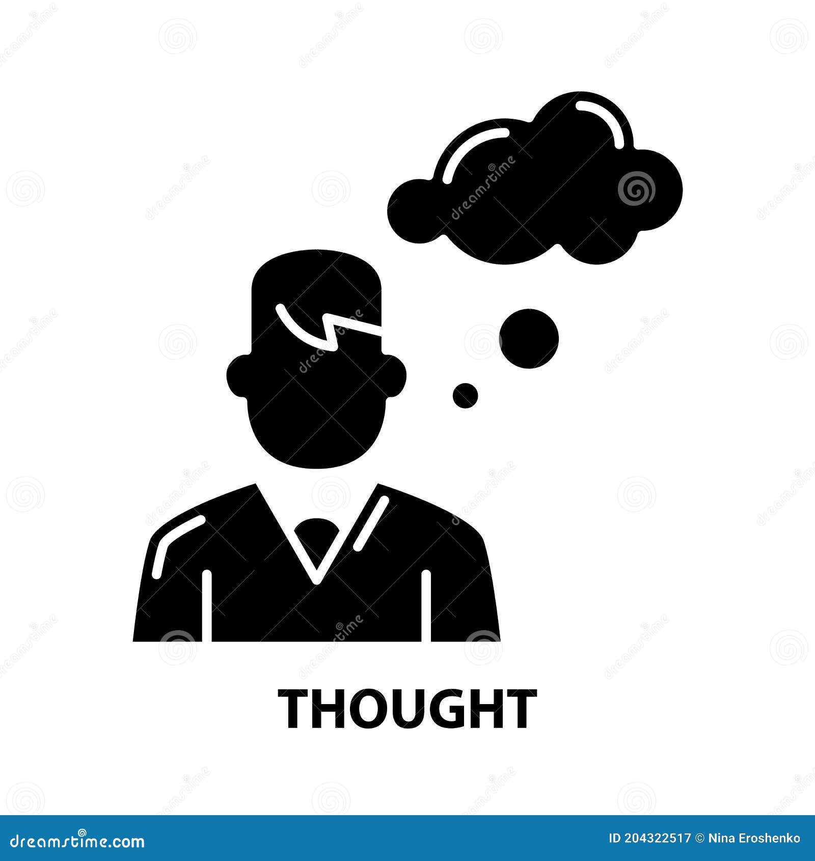 Thought Icon, Black Vector Sign with Editable Strokes, Concept ...
