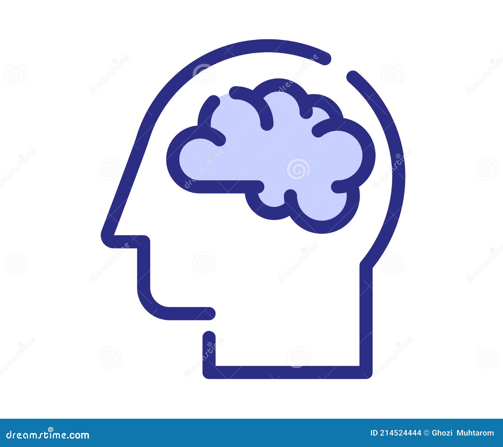 Thought Imagination Brain Intellect Single Isolated Icon with Dashed ...