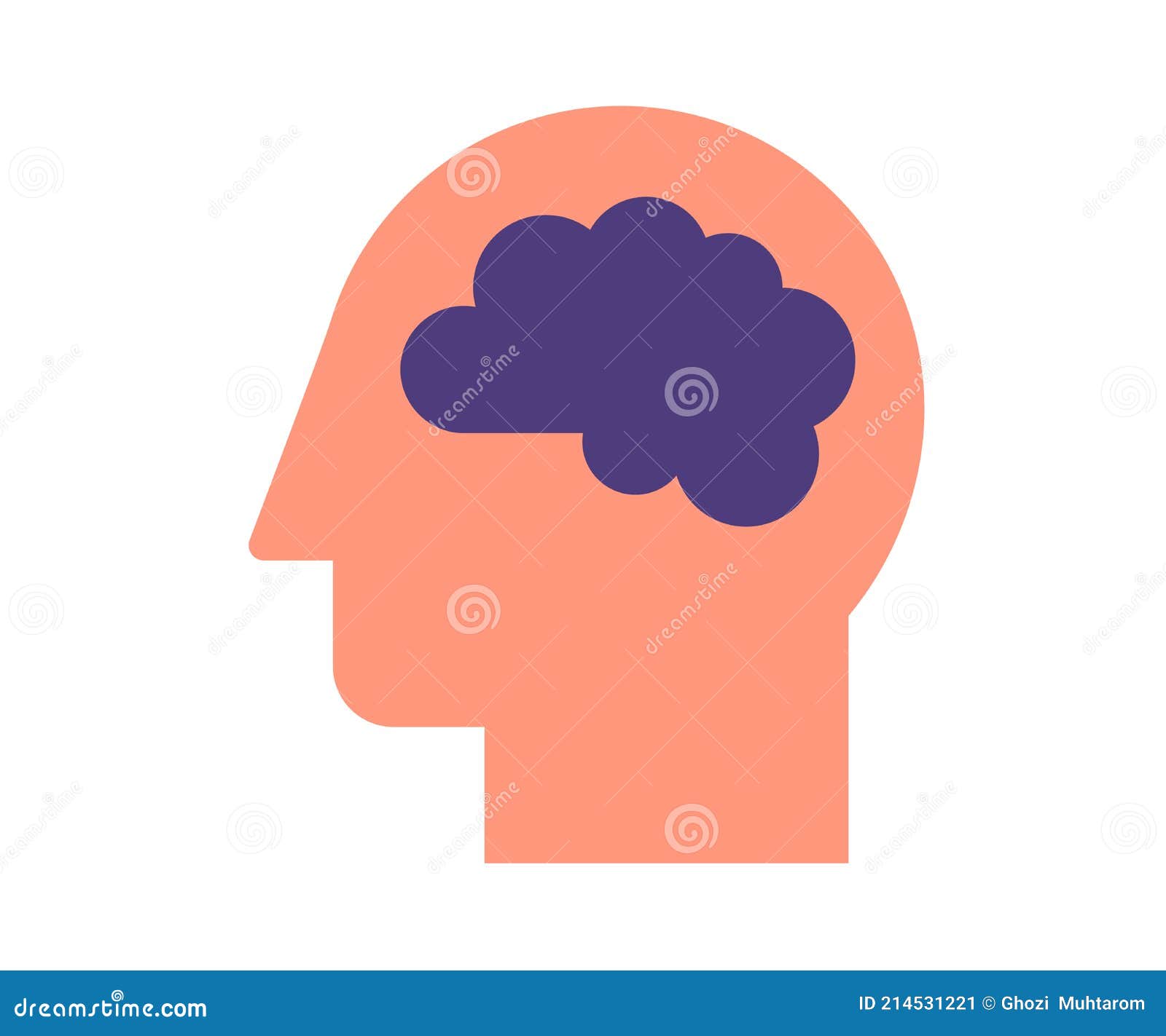 Thought Imagination Brain Intellect Single Isolated Icon with Flat ...