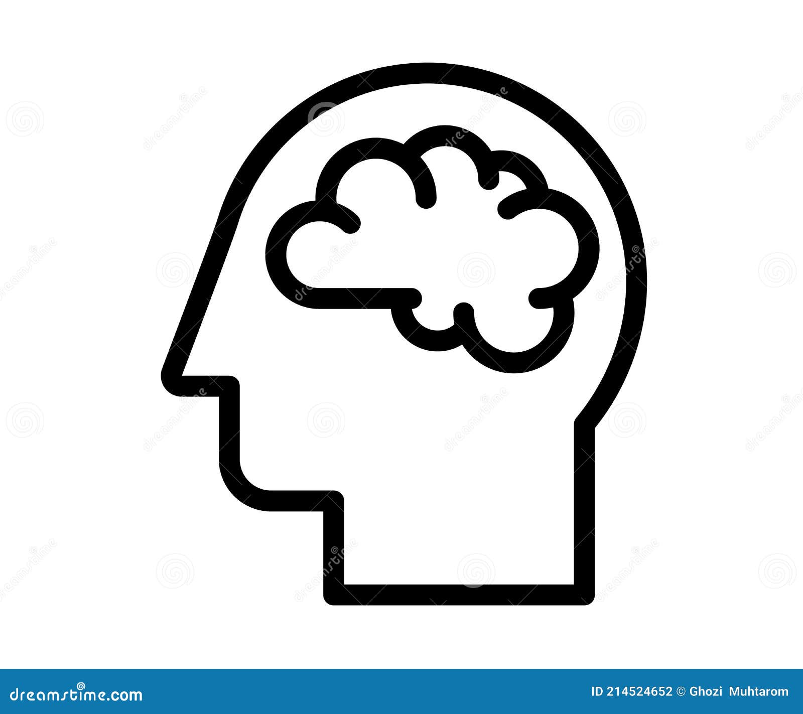 Thought Imagination Brain Intellect Single Isolated Icon with Outline ...