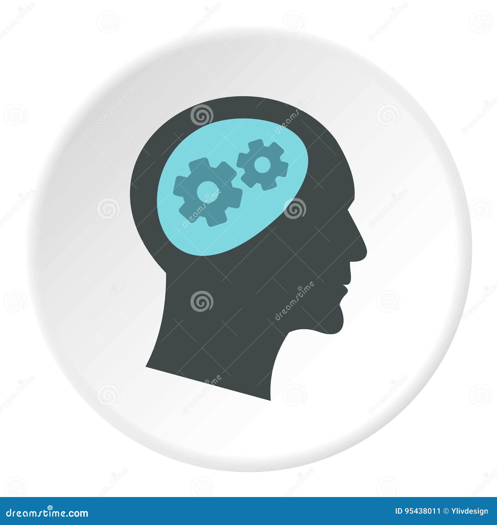 Thought Process in Head Icon Circle Stock Vector - Illustration of ...