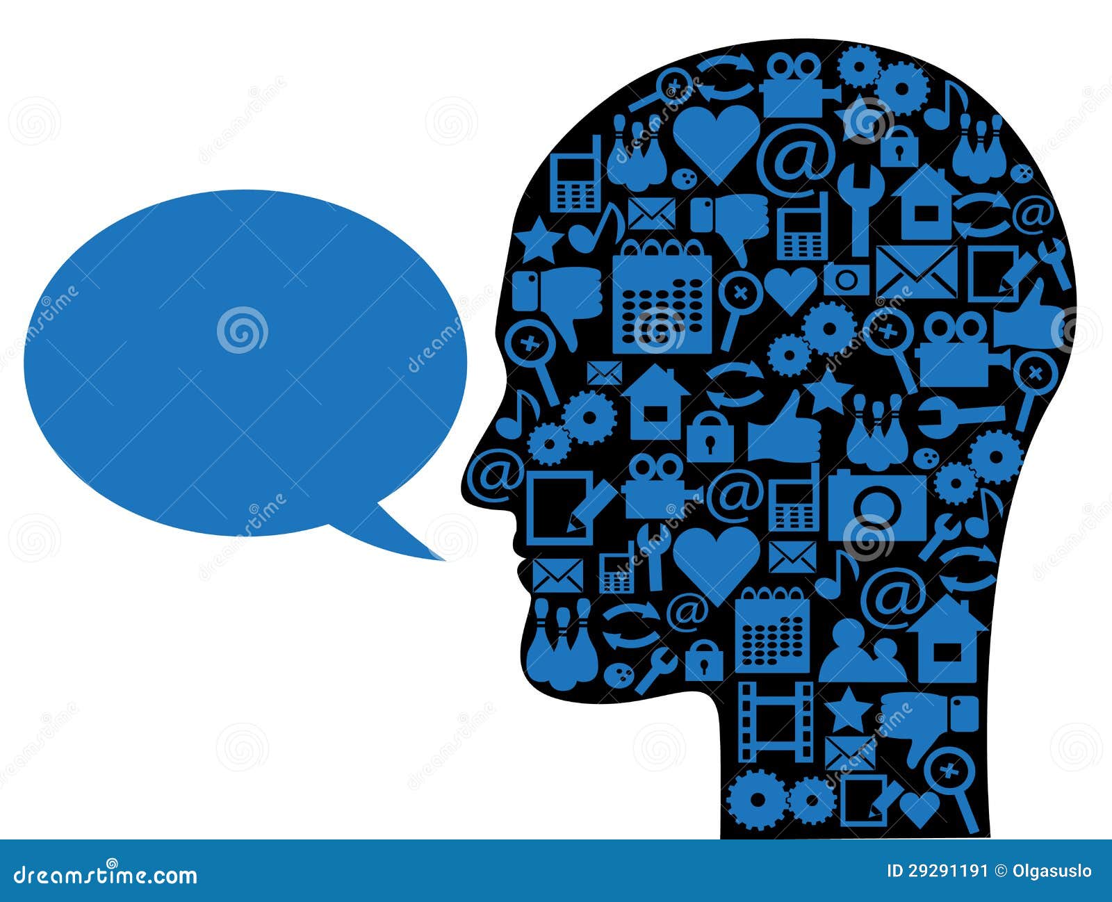 Thought process and speech stock vector. Illustration of connection ...