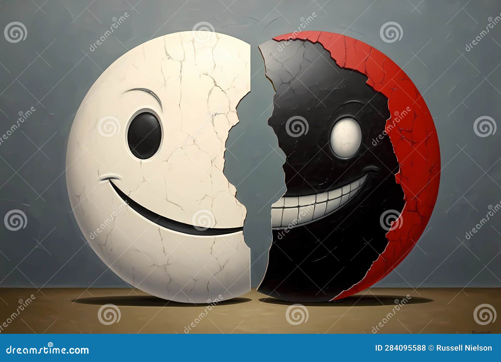 Two Halves of a Sinister Face Circle (Generative AI) Stock Illustration ...