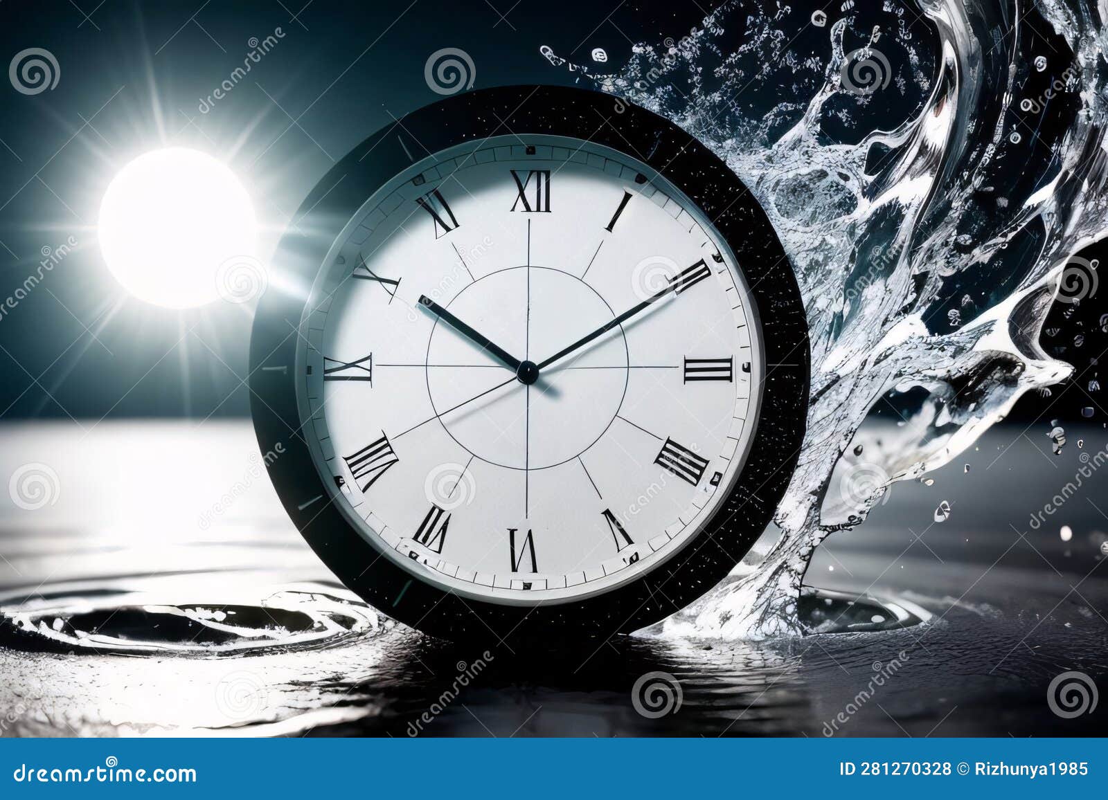 A Clock and a Splash of Water a Symbol of the Passage of Time Stock ...